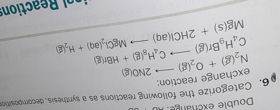 Solved 6. Categorize the Double exchange. categorize the | Chegg.com