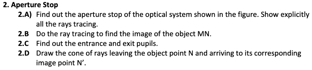 Solved 2. Aperture Stop 2A) Find out the aperture stop of | Chegg.com