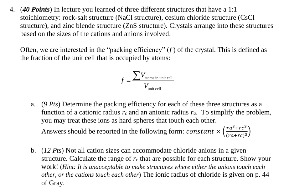 Solved (40 Points) In lecture you learned of three different | Chegg.com