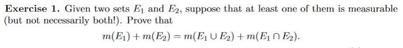 Solved Exercise 1. Given two sets E1 and E2, suppose that at | Chegg.com