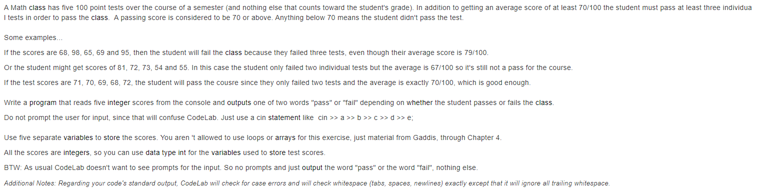 Solved I tests in order to pass the class. A passing score | Chegg.com