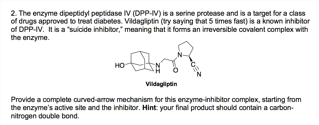 Solved 2. The enzyme dipeptidyl peptidase IV (DPP-IV) is a | Chegg.com