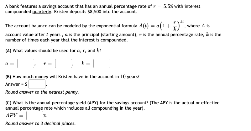 Solved A bank features a savings account that has an annual | Chegg.com