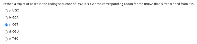 Solved >When a triplet of bases in the coding sequence of | Chegg.com