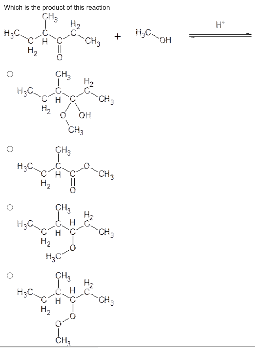 Solved Which is the product of this reaction GHz H2 H* H3C. | Chegg.com