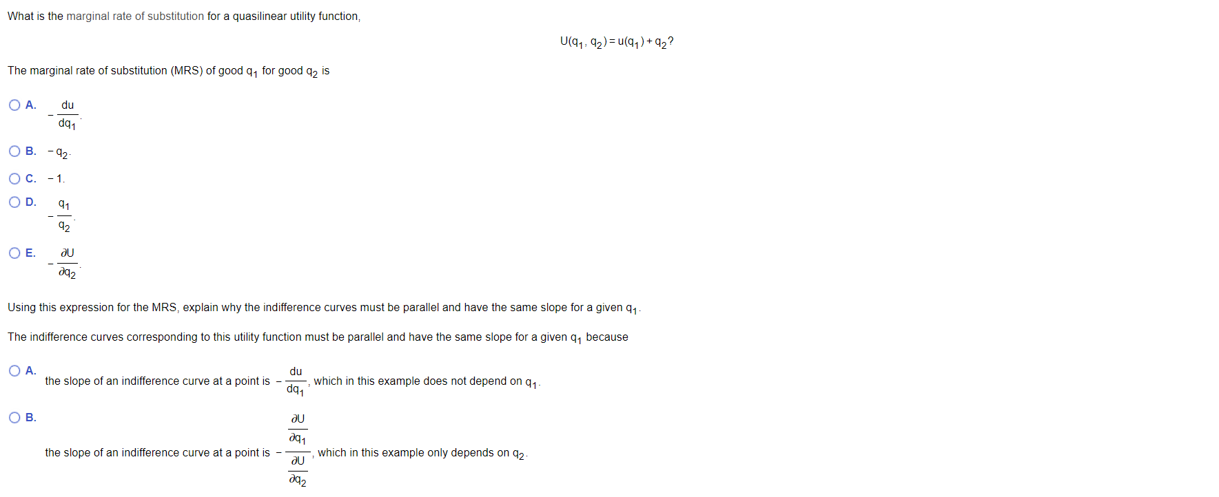 Solved What is the marginal rate of substitution for a | Chegg.com