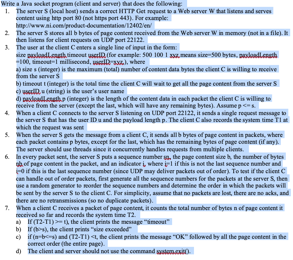 2. Write a Java socket program (client and server) | Chegg.com