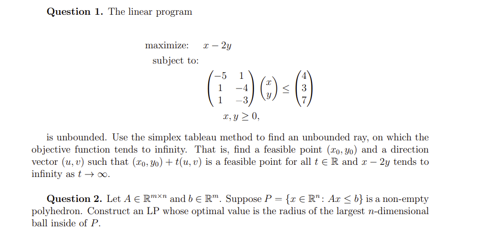 Solved Need Linear programming expert. Solve both questions, | Chegg.com
