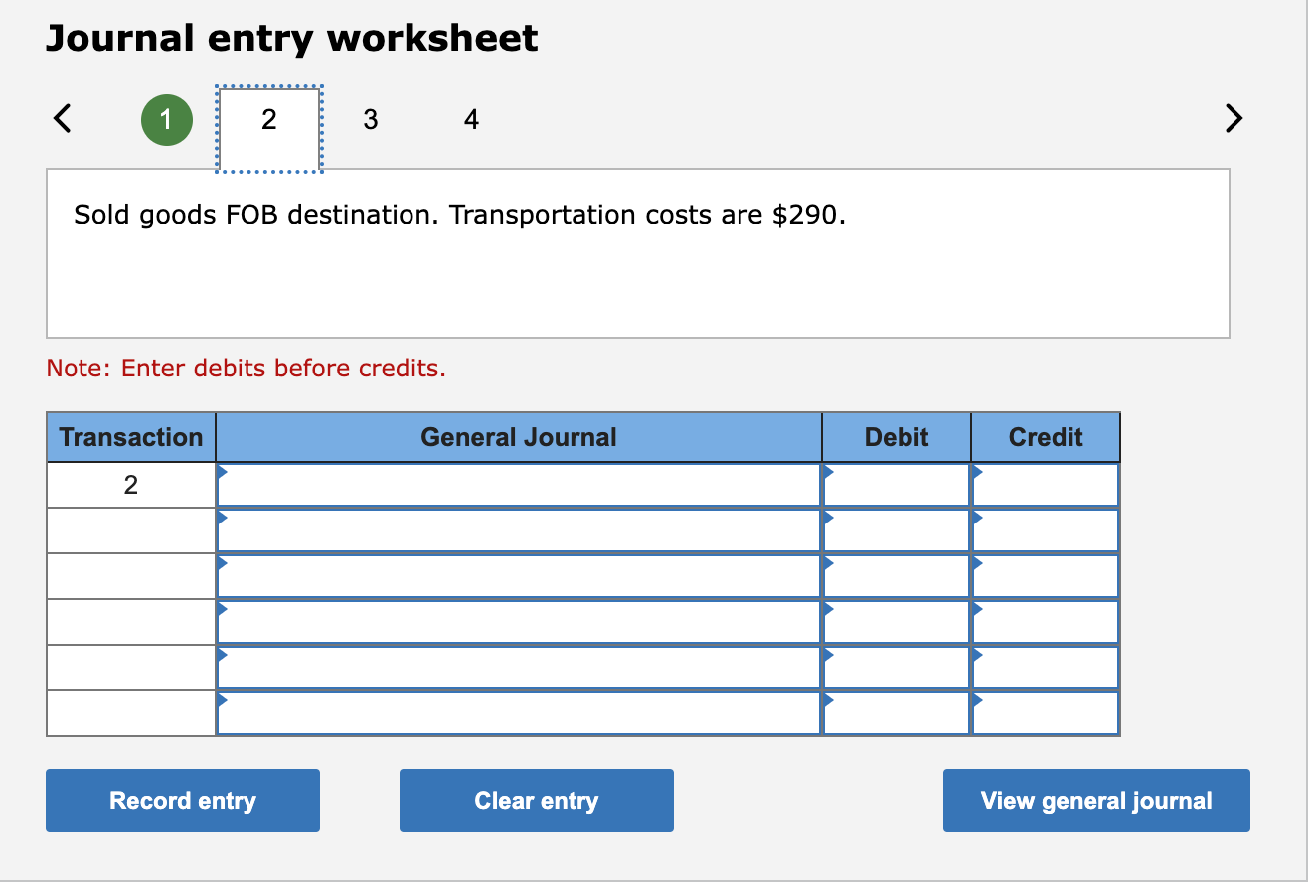 Solved Journal entry worksheet Sold goods FOB shipping | Chegg.com