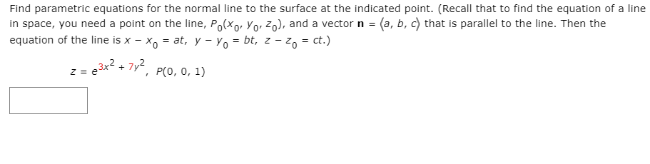 Solved Find parametric equations for the normal line to the | Chegg.com