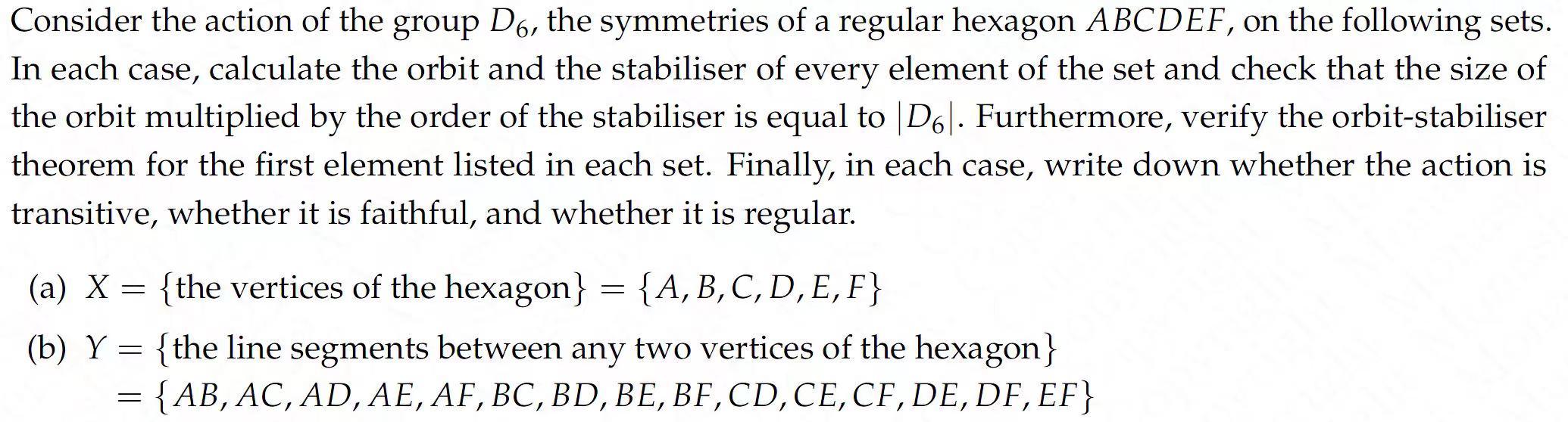 Solved Consider the action of the group D6, the symmetries | Chegg.com