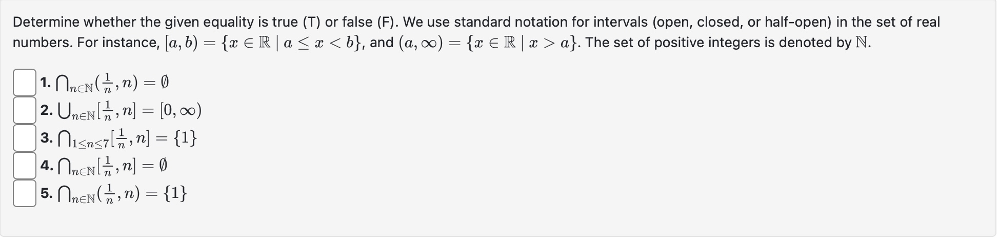 Solved Determine whether the given equality is ﻿true (T) or | Chegg.com