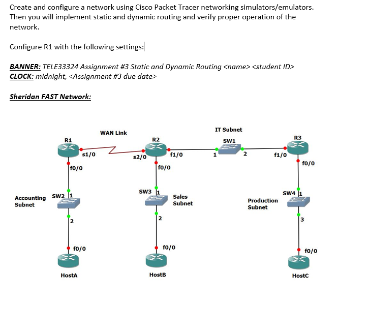 Create and configure a network using Cisco Packet | Chegg.com