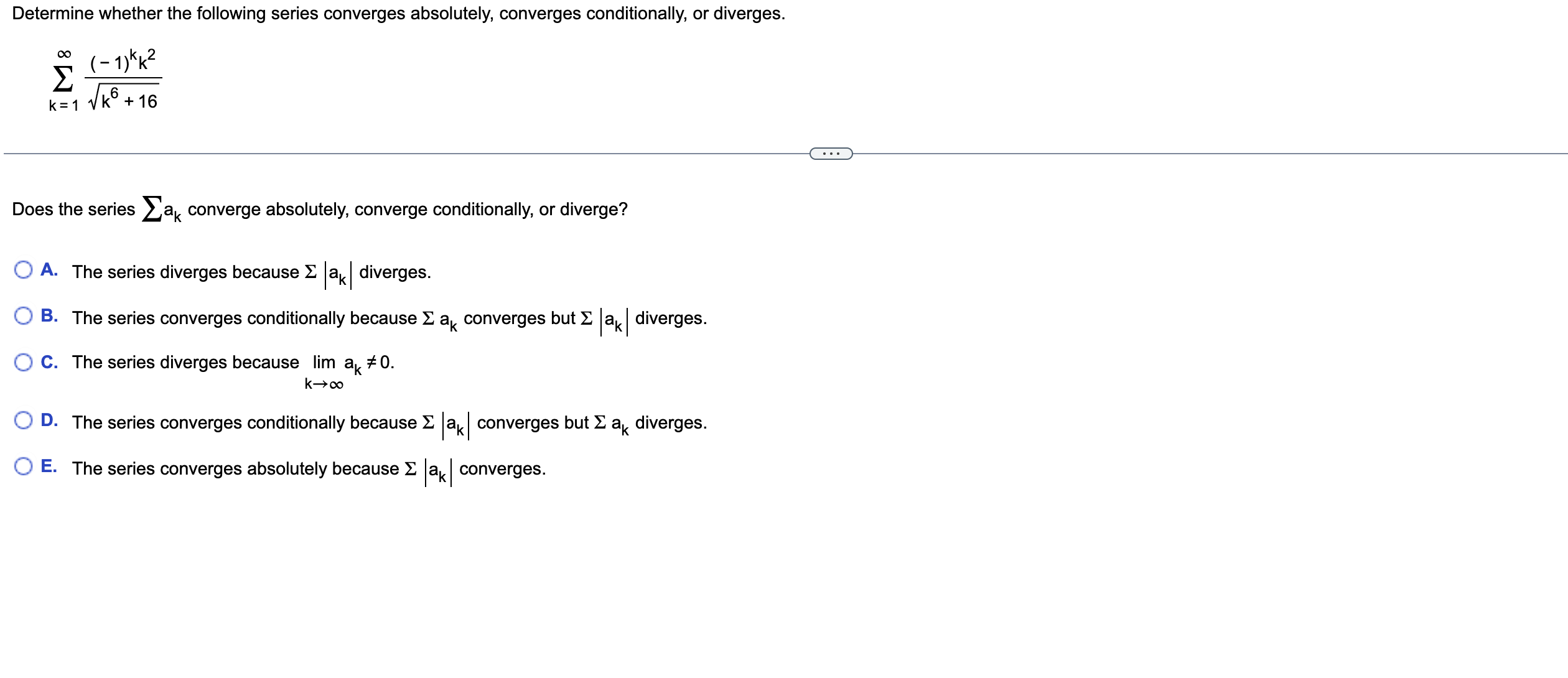 Solved Determine whether the following series converges | Chegg.com