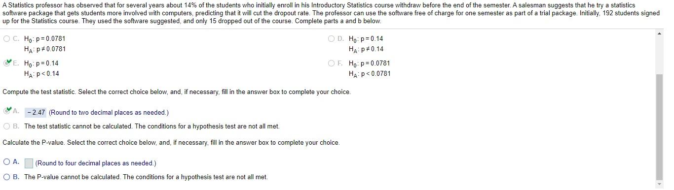 Solved A Statistics professor has observed that for several | Chegg.com
