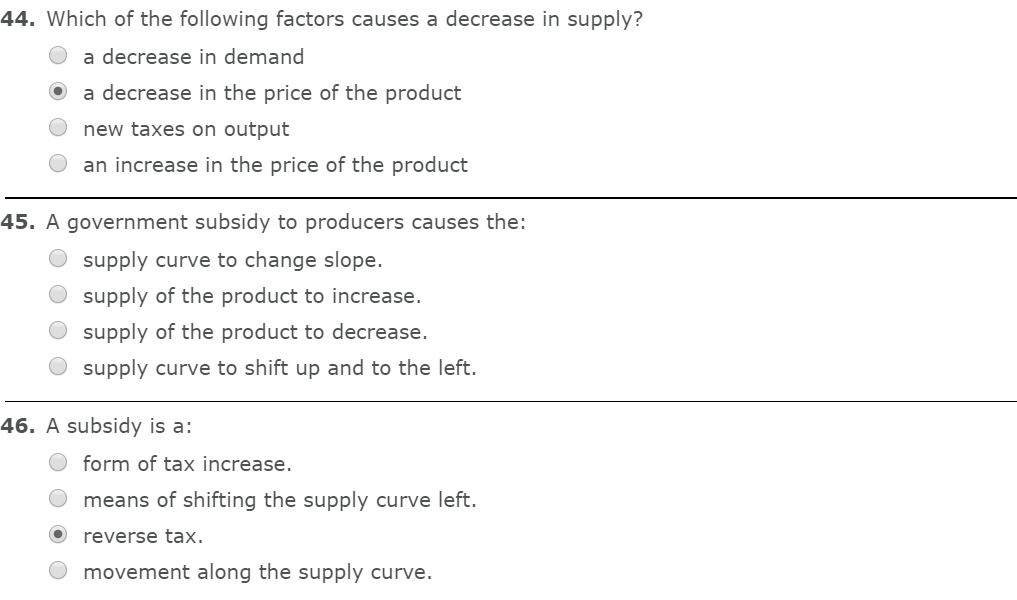 Solved 44. Which of the following factors causes a decrease | Chegg.com