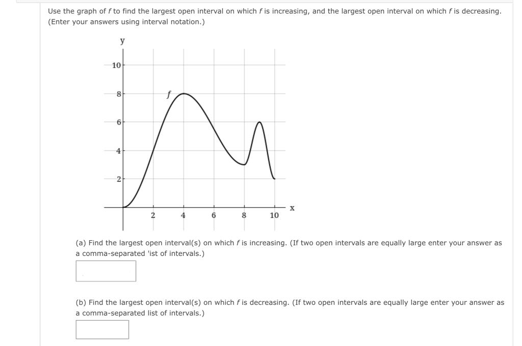 Solved Use the graph of f to find the largest open interval | Chegg.com