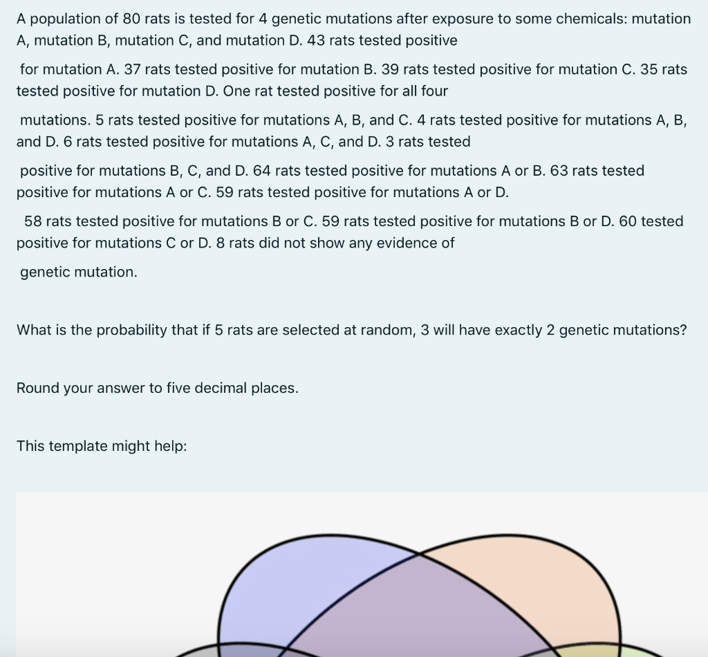 Solved A population of 80 rats is tested for 4 genetic | Chegg.com