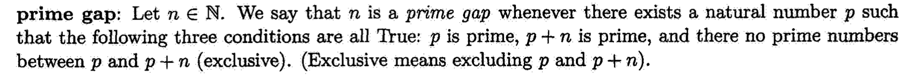 Solved prime gap: Let n € N. We say that n is a prime gap | Chegg.com
