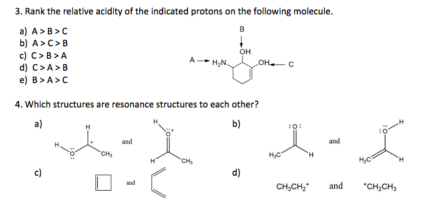 Solved 3. Rank the relative acidity of the indicated protons | Chegg.com