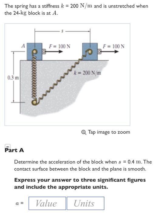Solved The spring has a stiffness k = 200 N/m and is | Chegg.com