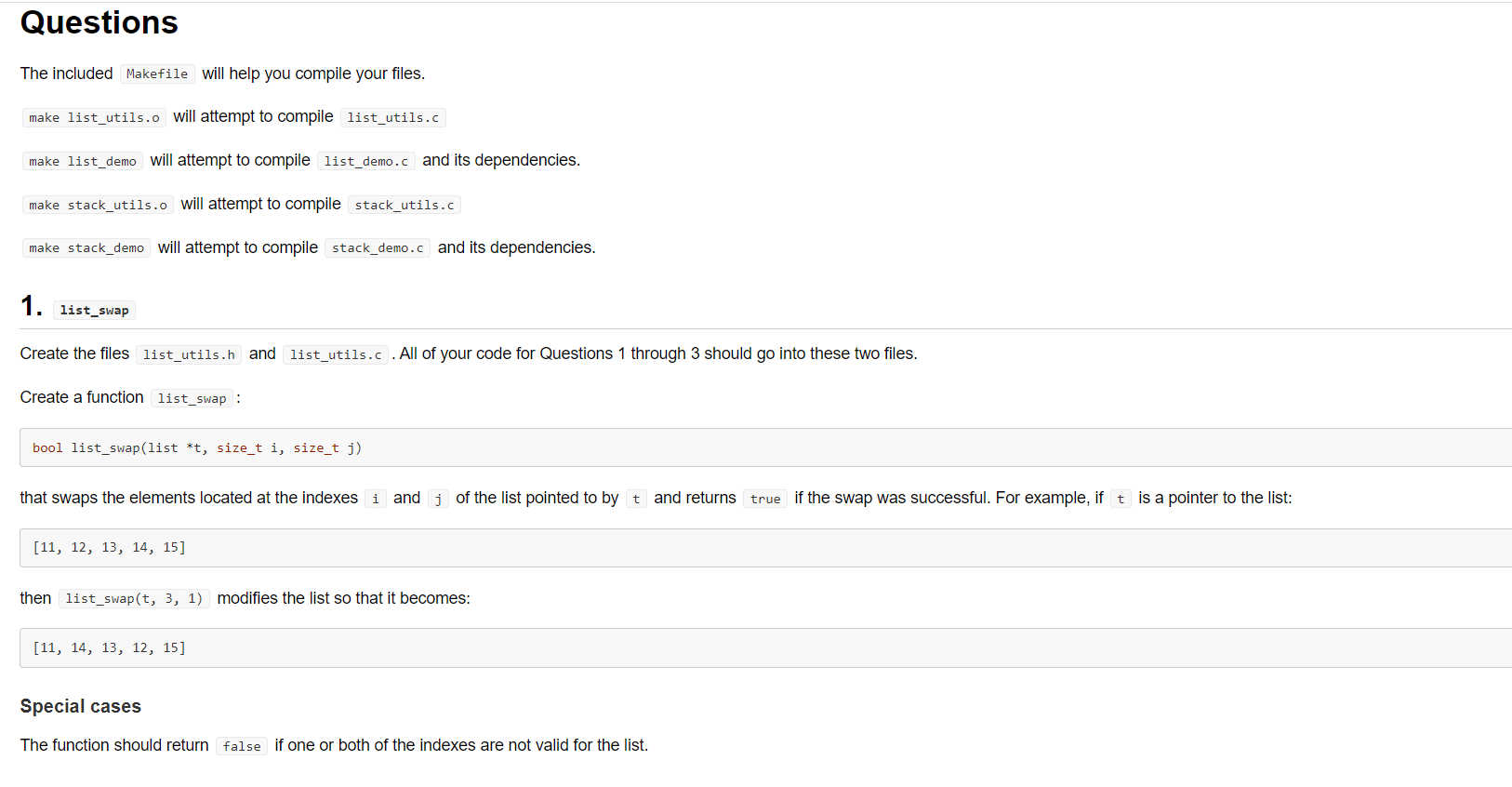 Solved Questions The included Makefile will help you compile | Chegg.com