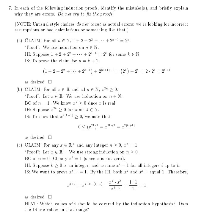 Solved 7. In each of the following induction proofs, | Chegg.com