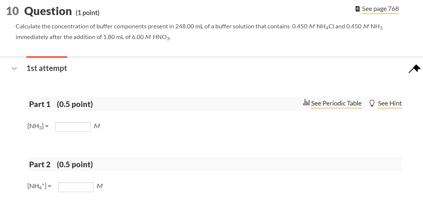 Solved 10 ﻿Question (1 ﻿point)Calculate the concentration of | Chegg.com