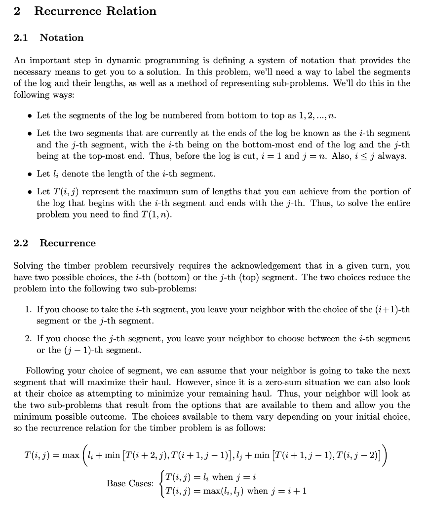 Timber Problem 1 Problem Description 1.1 Introduction | Chegg.com