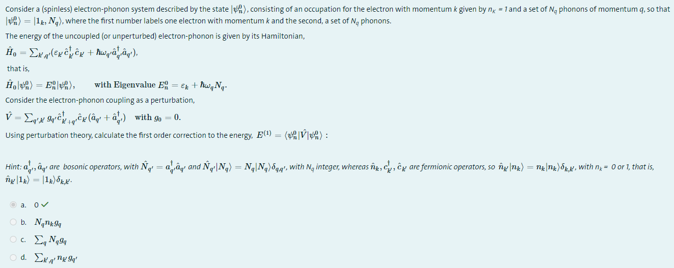 Solved ∣∣ψn0 =∣1k,Nq , where the first number labels one | Chegg.com
