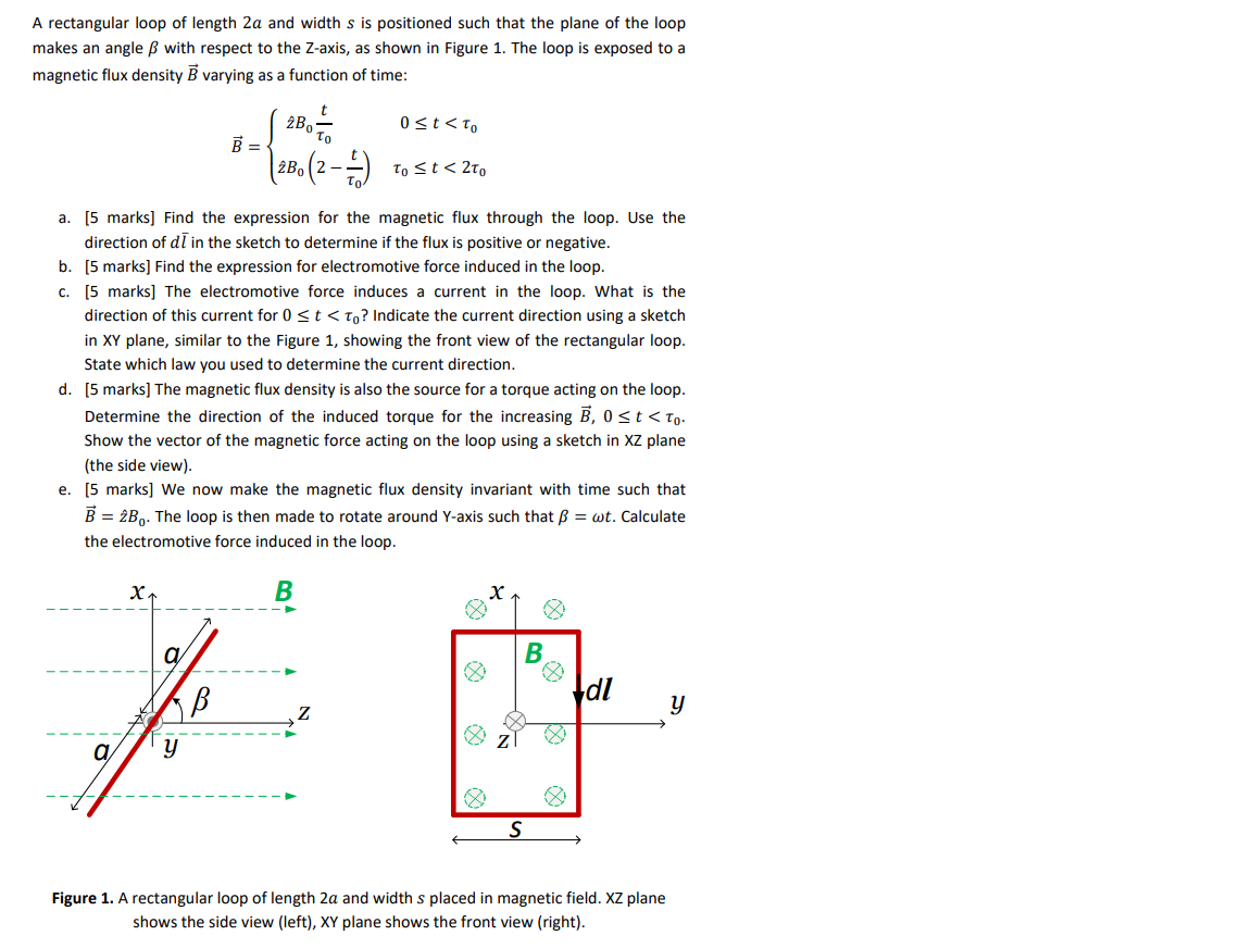 Solved A rectangular loop of length 2a and width s is | Chegg.com