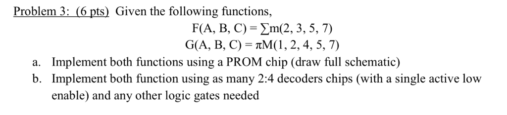 Solved Implement both functions using a PROM chip (draw | Chegg.com