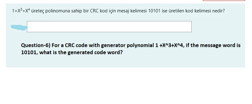 Solved Question-6) For a CRC code with generator polynomial | Chegg.com