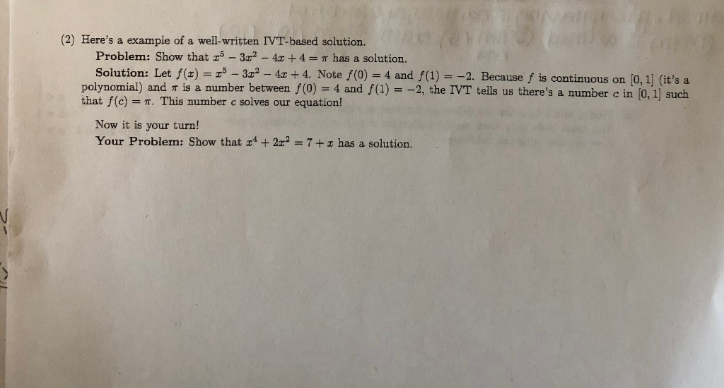 Solved (2) Here's a example of a well-written IVT-based | Chegg.com