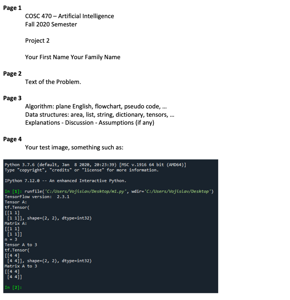 Page 1 COSC 470 - Artificial Intelligence Fall 2020 | Chegg.com