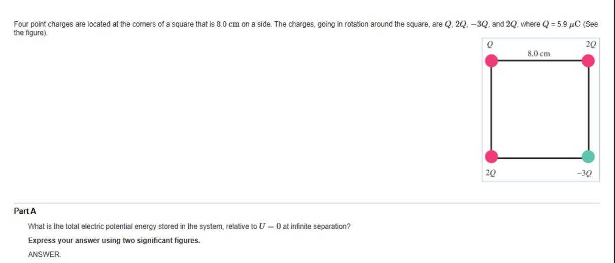 Solved Four point charges are located at the corners of a | Chegg.com