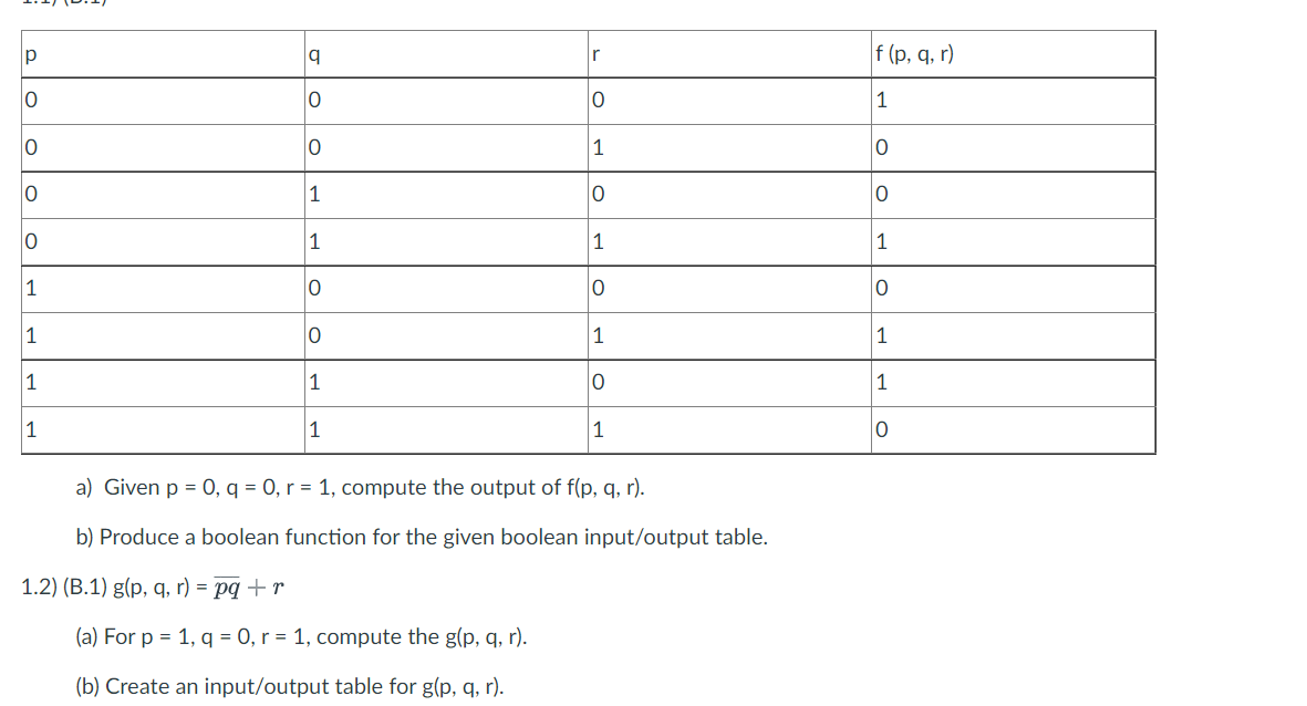 Solved a) Given p = 0, q = 0, r = 1, compute the output of | Chegg.com