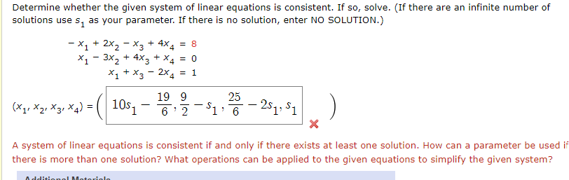 Solved Determine whether the given system of linear | Chegg.com