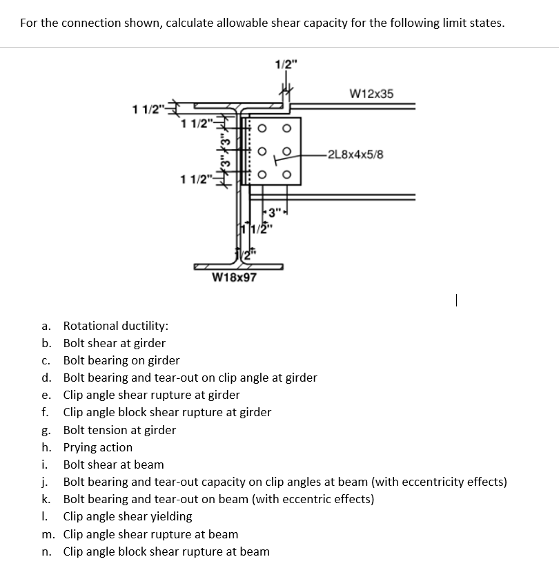 Solved For the connection shown, calculate allowable shear | Chegg.com