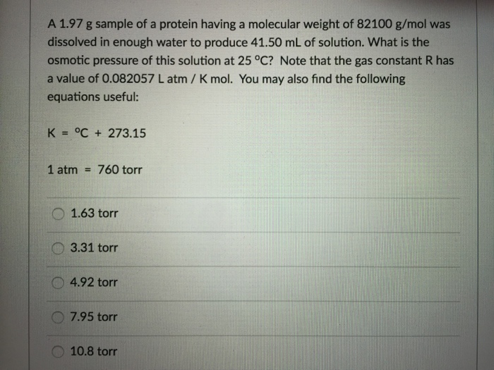 Solved A 0.102 g sample of an unknown compound was dissolved | Chegg.com