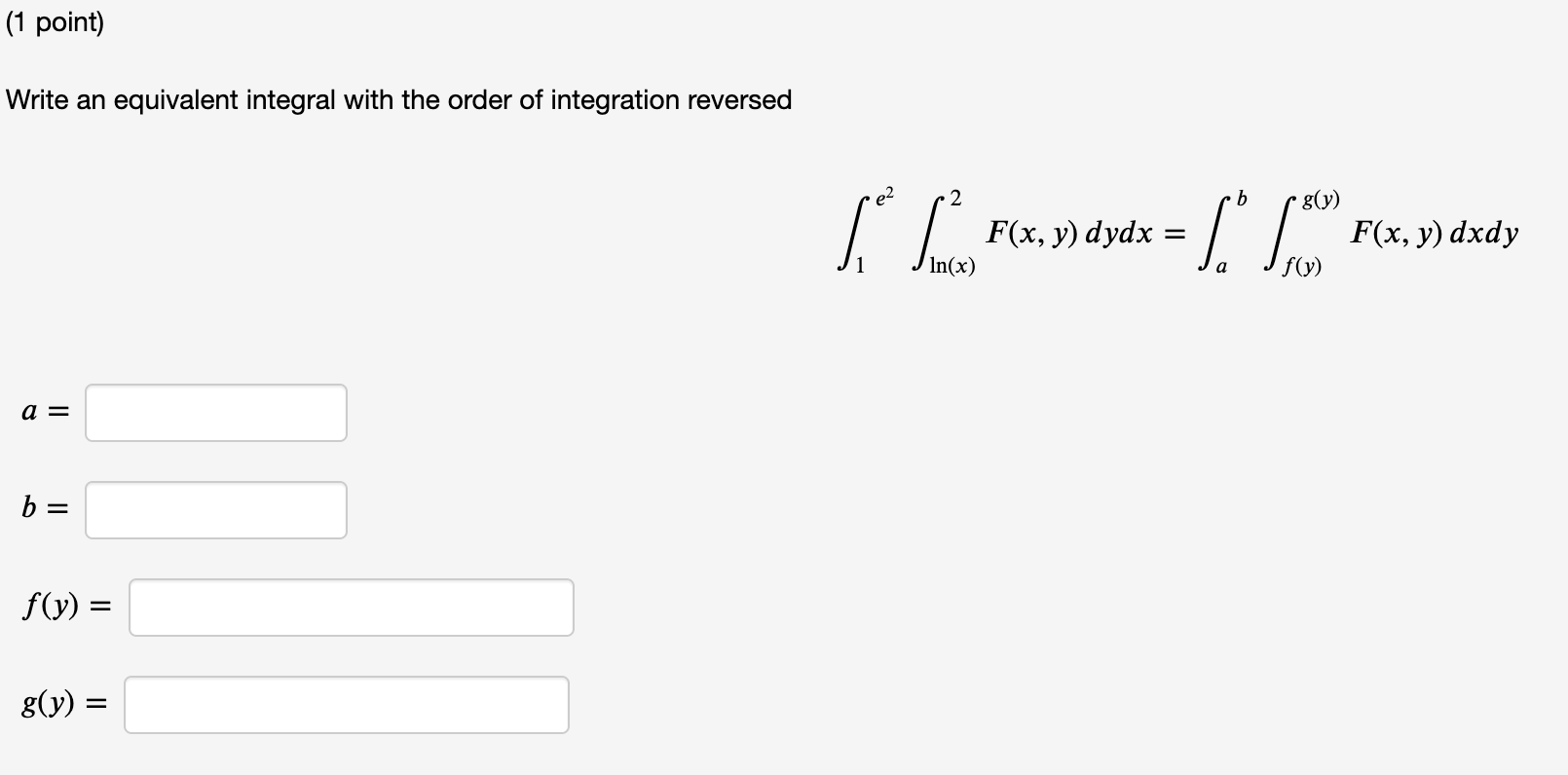 Solved Write an equivalent integral with the order of | Chegg.com