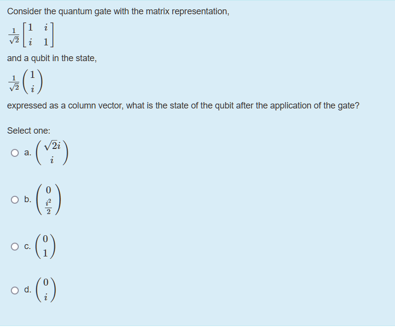 Solved Consider the quantum gate with the matrix | Chegg.com