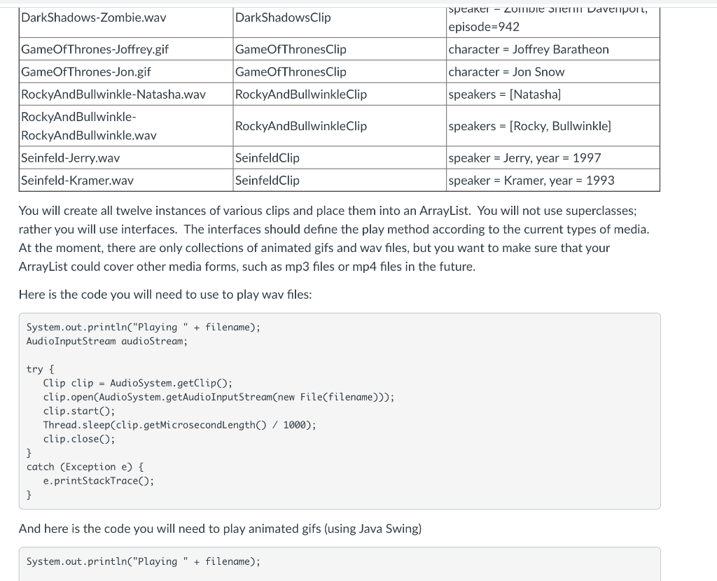 A collection of Interfaces that define Behavior | Chegg.com