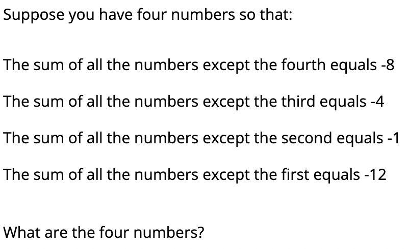 Solved Suppose you have four numbers so that:The sum of all | Chegg.com