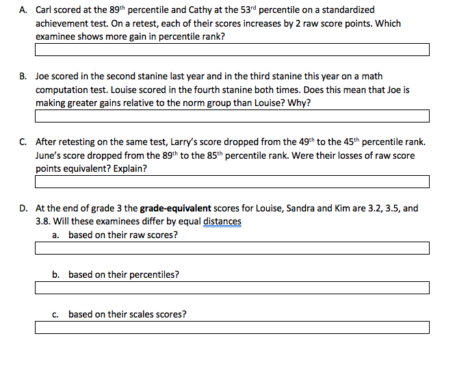 Solved A. Carl scored at the 89th percentile and Cathy at | Chegg.com