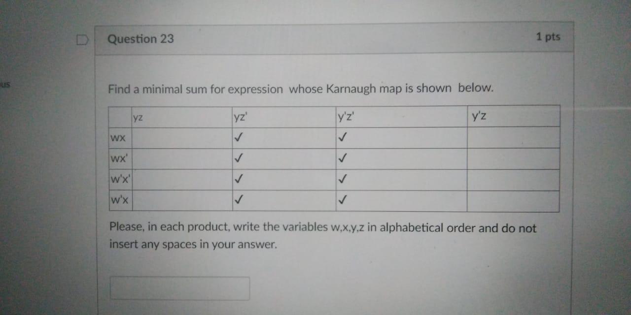 Solved Find A Minimal Sum For Expression Whose Karnaugh Map 6630