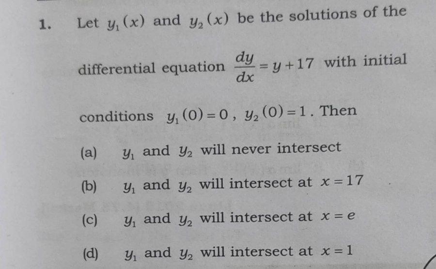 Solved Let y1(x) and y2(x) be the solutions of the | Chegg.com