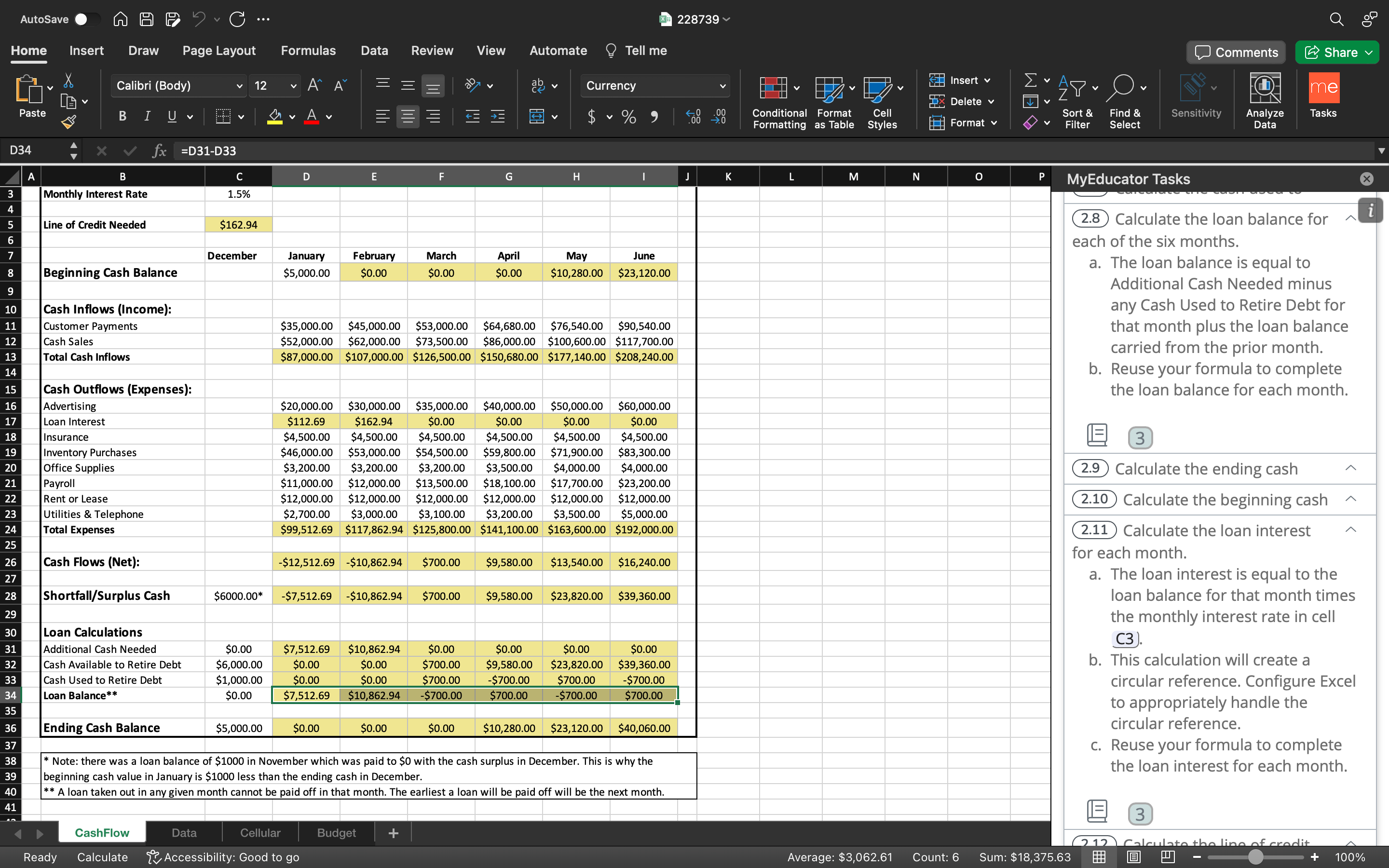 Solved D34 is correct but e34 f34 g34 h34 and i34 are wrong | Chegg.com