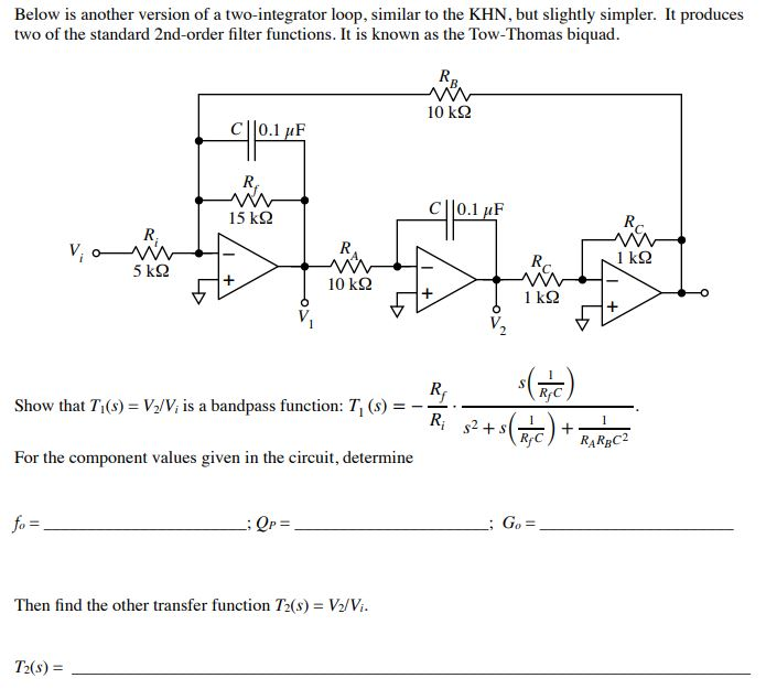 Solved Below is another version of a two-integrator loop, | Chegg.com