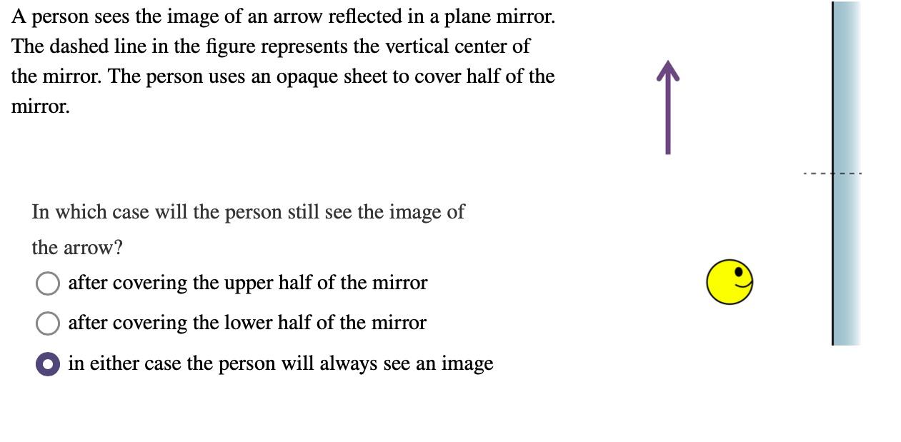 Solved A person sees the image of an arrow reflected in a | Chegg.com